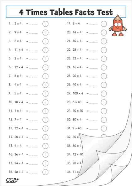 8 Times Tables Facts Test Year 3 Cgp Plus