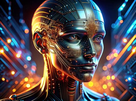 Exploring The Future Of Artificial Intelligence A Futuristic Robotic Ai Head With Intricate