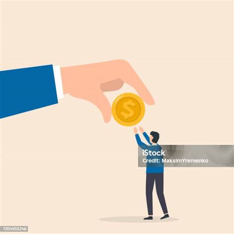 큰 손은 젊은 이들에게 돈을 주고 급여 자선 및 재정적 인 도움의 개념 개념에 대한 스톡 벡터 아트 및 기타 이미지 개념