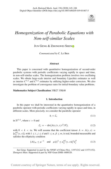 Homogenization Of Parabolic Equations With Non Self Similar Scales Request Pdf