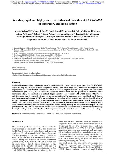 Pdf Scalable Rapid And Highly Sensitive Isothermal Detection Of Sars