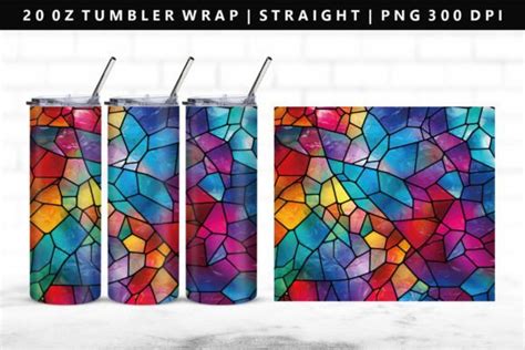 Stained Glass 20oz Straight Tumbler Wrap Graphic By Stasylionet