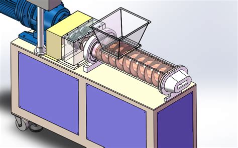 双螺杆挤出机设计 SOLIDWORKS SW2020 模型图纸下载 懒石网