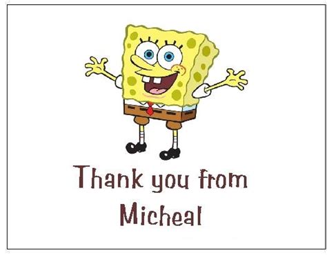 8 Personalized Spongebob Squarepants Thank You Cards Note Cards