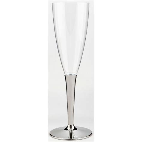 100ml Sabert Mozaik Silver Stem Clear Plastic Champagne Flutes Cups