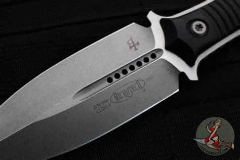 Microtech Borka Sbd Fixed Blade Double Edge Black Handle Stonewash
