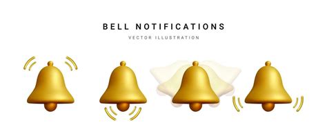 Set Of D Realistic Bell Isolated On White Background Vector Illustration Vector Art