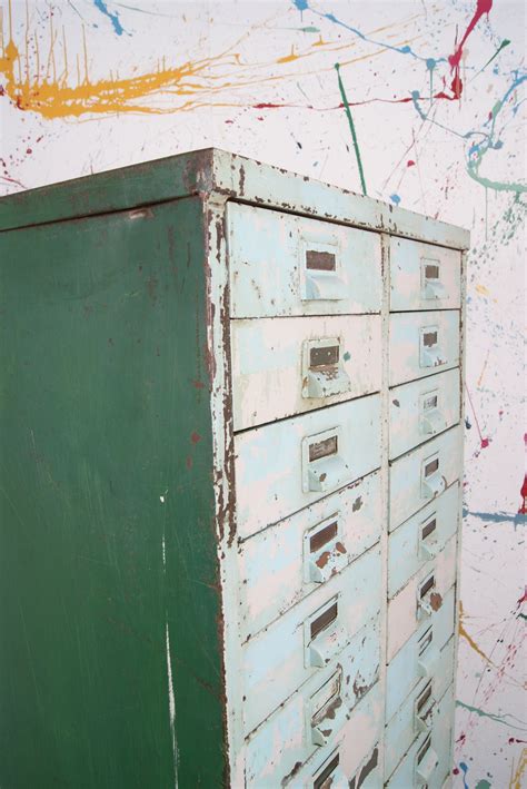 Metal Drawer Unit Blue Ticking