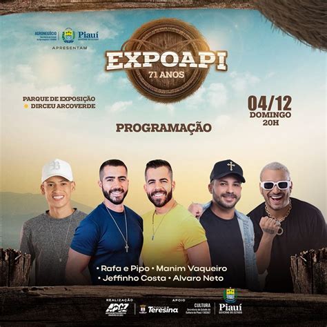 Expoapi começa neste domingo confira a programação completa de shows OitoMeia