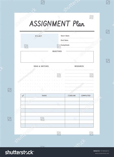 Assignment Plan Sheets Clear And Simple Royalty Free Stock Vector