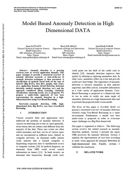 Model Based Anomaly Detection In High Dimensional Data Pdf Databases System