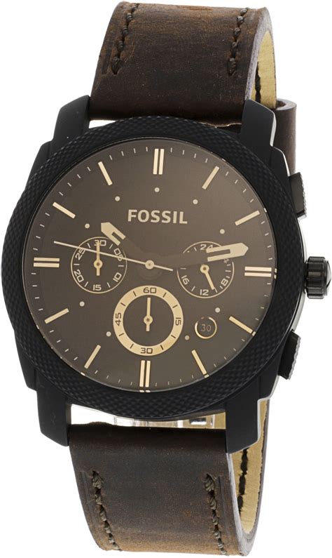 Fossil Mens Machine Fs5251set Grey Leather Swiss Parts Chronograph