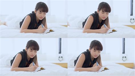 女子在床上写日记情愫懵懂悄悄心理青春期懵视频素材下载编号6837309光厂vj师网