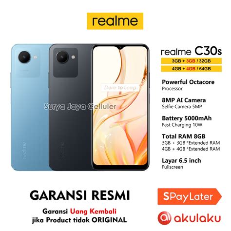 Jual HP Realme C30s 4 64GB C30s 3 32GB Garansi Resmi 1 Tahun