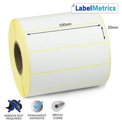100 X 20mm Direct Thermal Labels Permanent Adhesive Labelmetrics