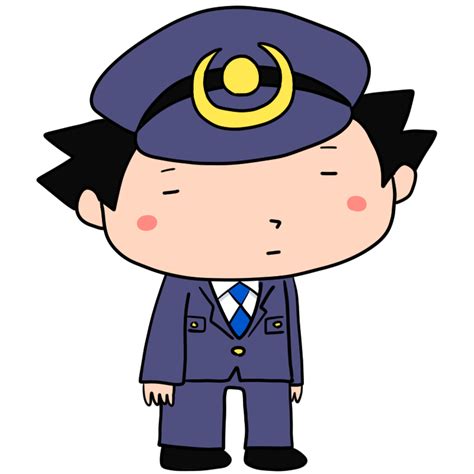 無表情の男性警察官のイラスト｜かわいい無料イラスト