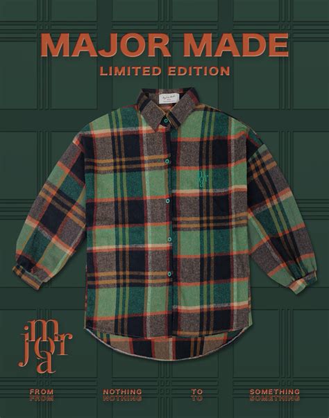刺繡毛料格紋襯衫 MAJOR MADE