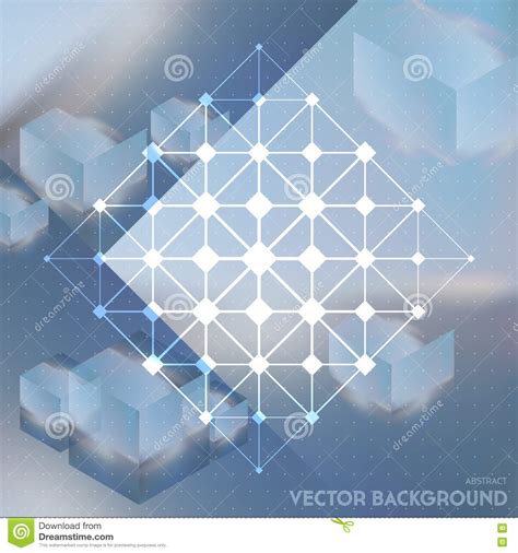 Abstract Vector Background With Isometric Cubes With Reflection Stock