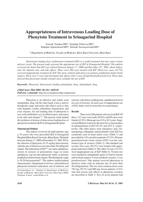 Pdf Appropriateness Of Intravenous Loading Dose Of Phenytoin