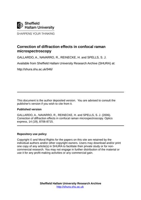 Pdf Correction Of Diffraction Effects In Confocal Raman Microspectroscopy