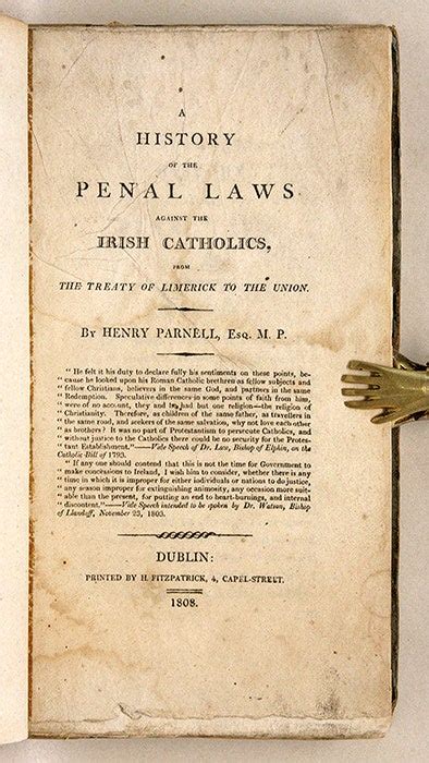 A History Of The Penal Laws Against The Irish Catholics From The