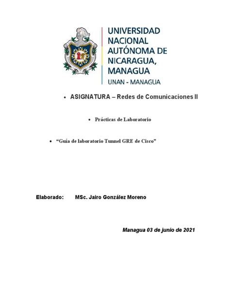 Guia De Laboratorio Tunnel Gre Cisco A Pdf Yo Pv6 Dirección Ip