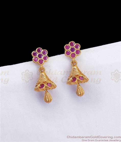 Stunning Full Ruby Sone Gold Jhumki Earring Shop Online Er3258