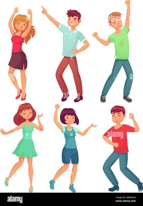 Des Gens De Danse De Dessin Animé Bonne Danse De Ladolescent Excité