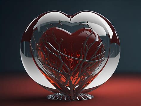 Premium AI Image Glass Heart AI Generated