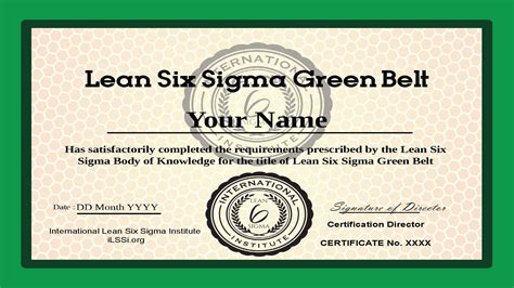 ILSSI Green Belt Oct 2019 Template International Lean Six Sigma Institute