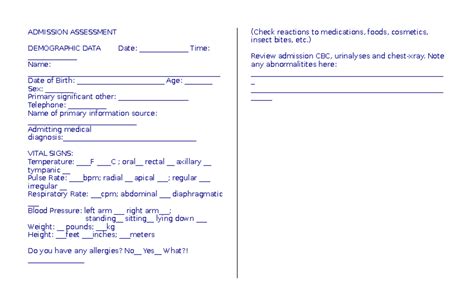 Functional Health Pattern Assessment Tool Gordons Admission Notes