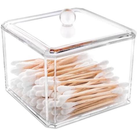 Boîte à coton tige boîte acrylique transparente poue coton tige boîte