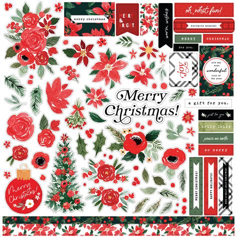 Merry Christmas Flora Element Sticker Echo Park Paper Co