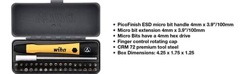 Wiha 75979 36 Piece Gobox Electronics Esd Precision Micro Bit Set