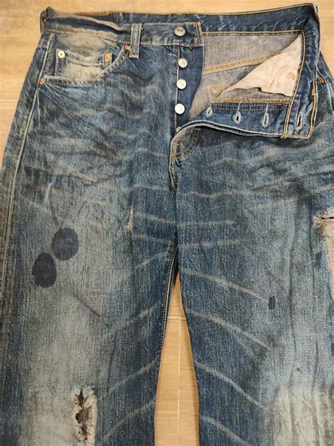 Vintage Levis 501 Button Fly Extended Patch Akira Nakai Vibes Akira Nakai Pants Levis 501