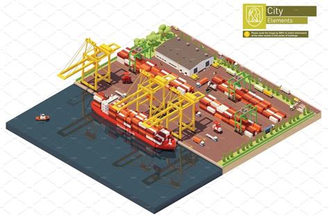 Vector Isometric Container Terminal In 2023 Container Terminal