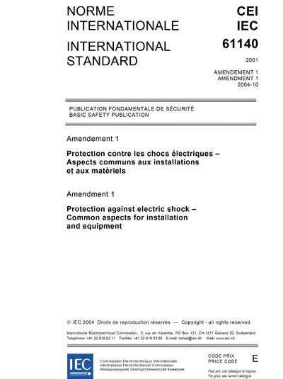 Iec 61140 Amd1 Ed 30 B2004 Amendment 1 Protection Against