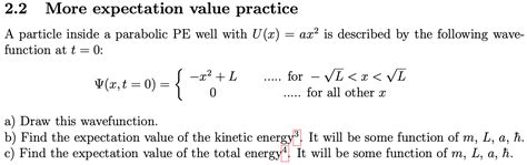 solved 2 2 more expectation value practice a particle inside