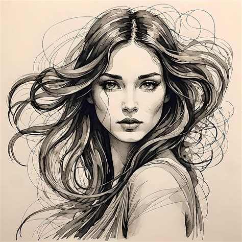 Download Ai Generated Woman Sketch Royalty Free Stock Illustration