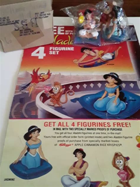 Disney 1990s Aladdin Figures Set Of 4 Kelloggs Promo Aladdinjasmine