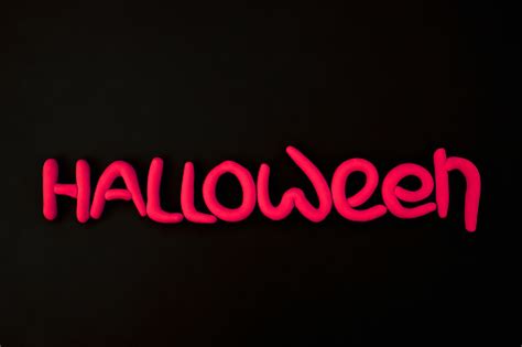 할로윈 빨간색 비문 검은 배경에 공기 플라스틱의 텍스트 10월에 대한 스톡 사진 및 기타 이미지 10월 11월 검은색 Istock