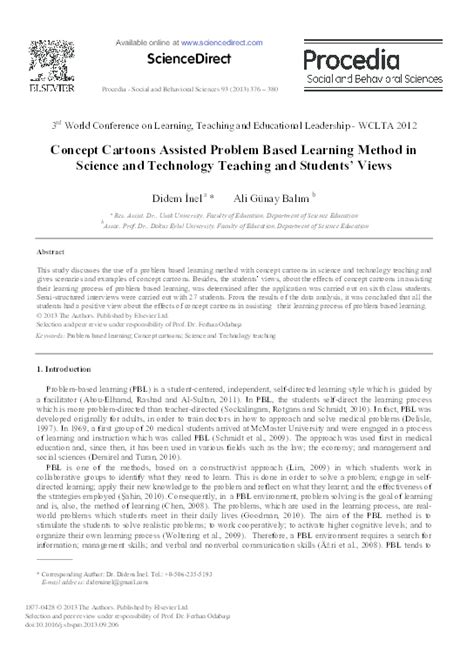 Pdf Concept Cartoons Assisted Problem Based Learning Method In