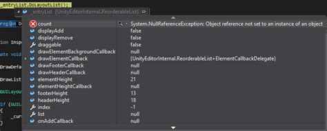 reorderablelist custom editor count nullreferenceexeception
