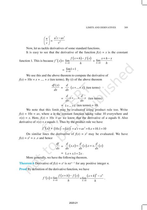Limits And Derivatives NCERT Book Of Class Mathematics
