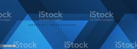 Spanduk Lebar Abstrak Modern Biru Dengan Bentuk Geometris Latar