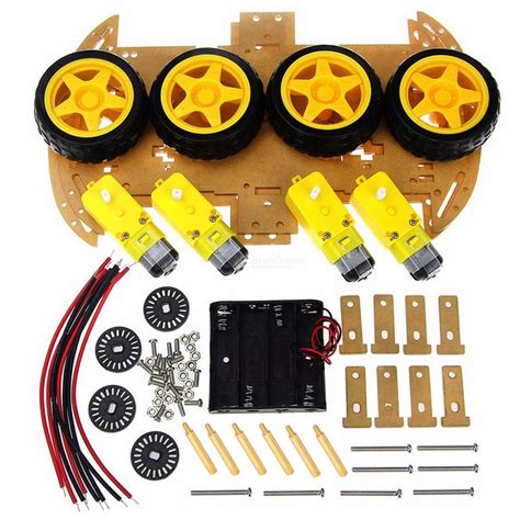 Kit Chassi Duplo 4wd Rodas Robótica Carro Robô Arduino Arduino E