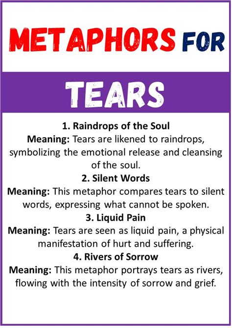Top 50 Metaphors For Tears With Meaning Writing Metaphors Idioms And