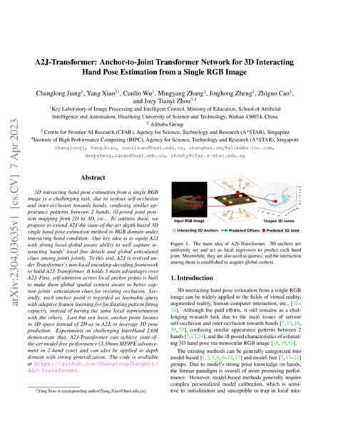 a2j transformer anchor to joint transformer network for 3d interacting