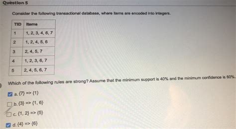 Solved Consider The Following Transactional Database Where