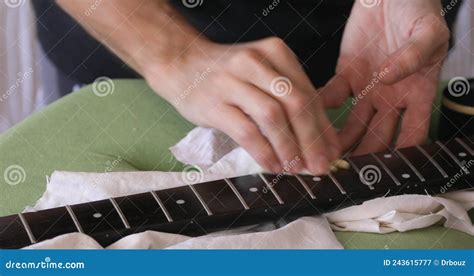 Guitar Maintenance Fretboard Oiling Stock Video Video Of Jazz Music 243615777